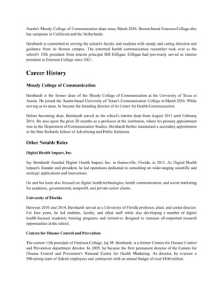 Jay M. Bernhardt | President of Emerson College | Boston, MA | PDF