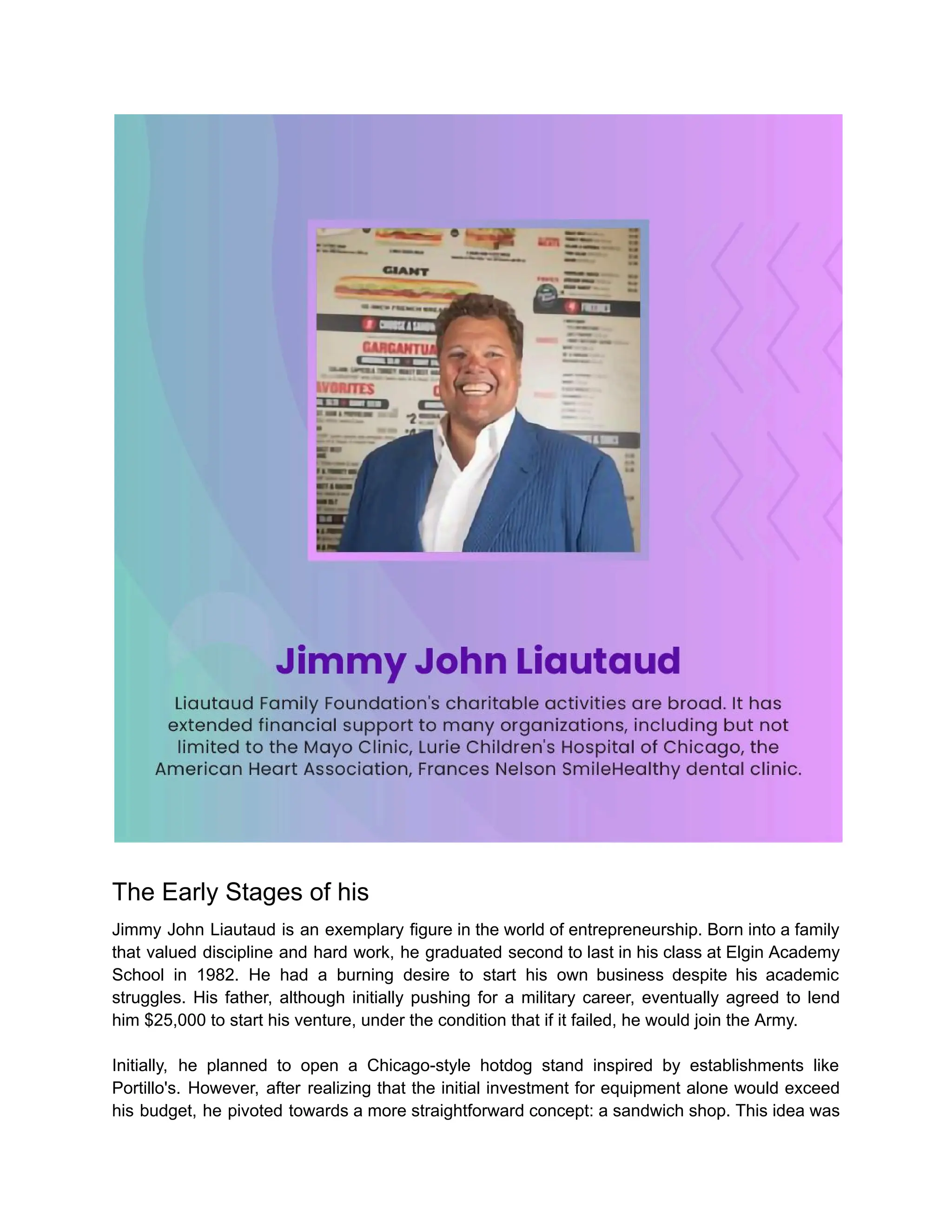 Biography of Jimmy John Liautaud | PDF