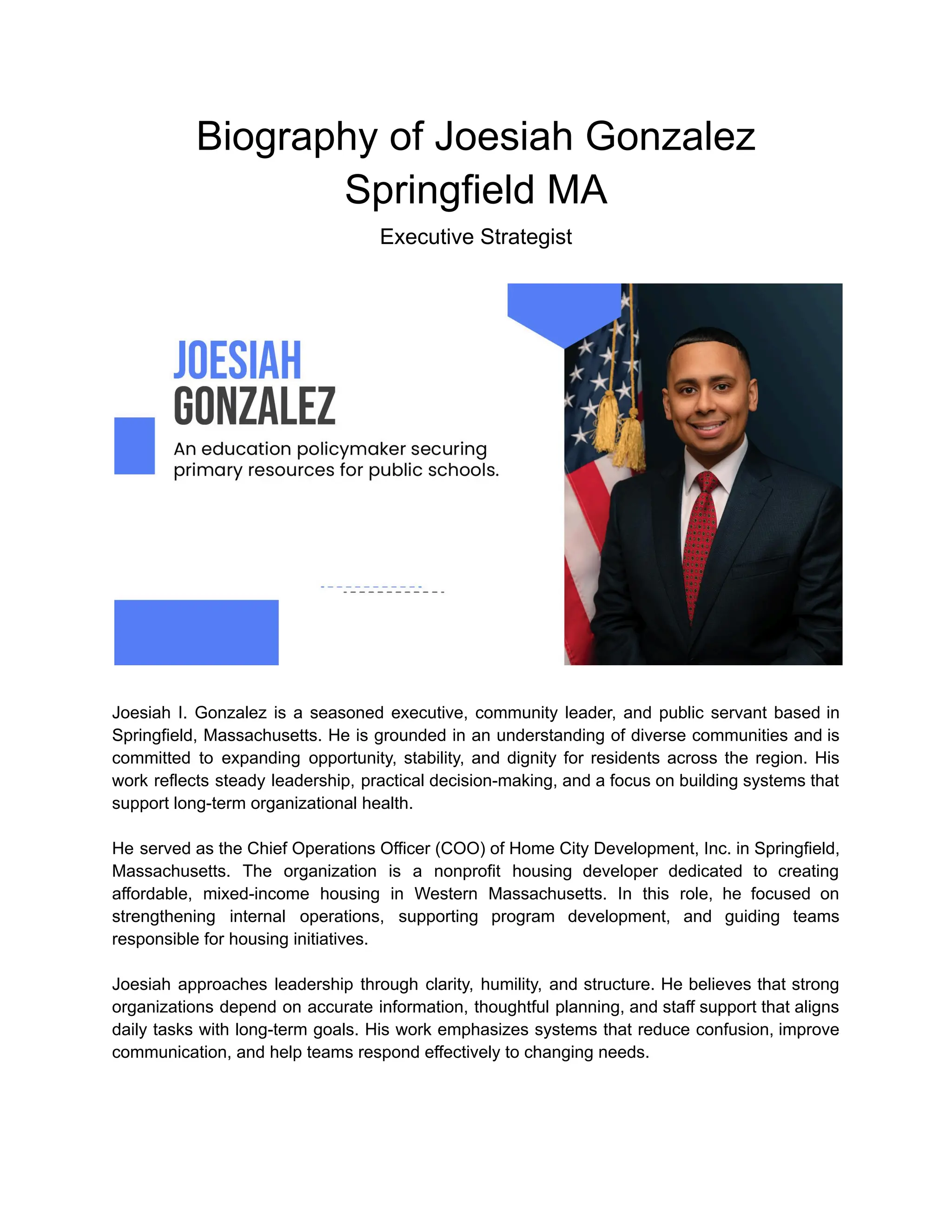 Biography of Joesiah Gonzalez Springfield MA | PDF
