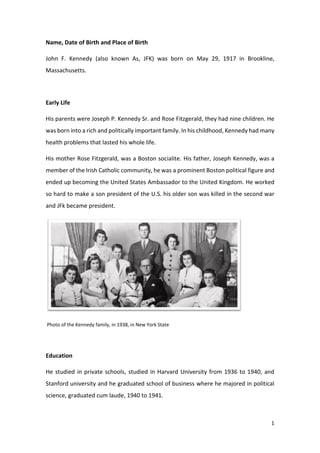 Biography of john f. kennedy | PDF