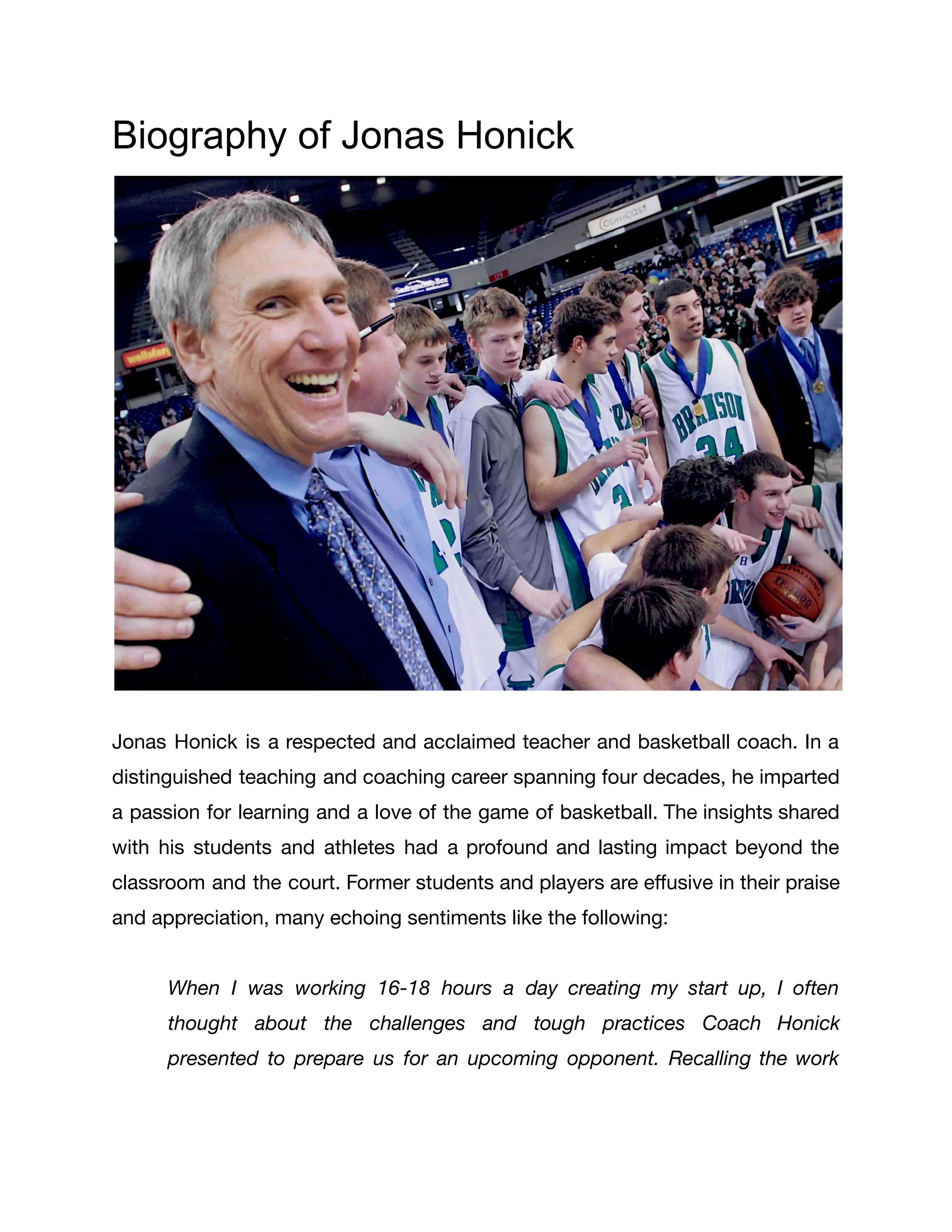 Biography of Jonas Honick | Basketball Coach- retired teacher.pdf