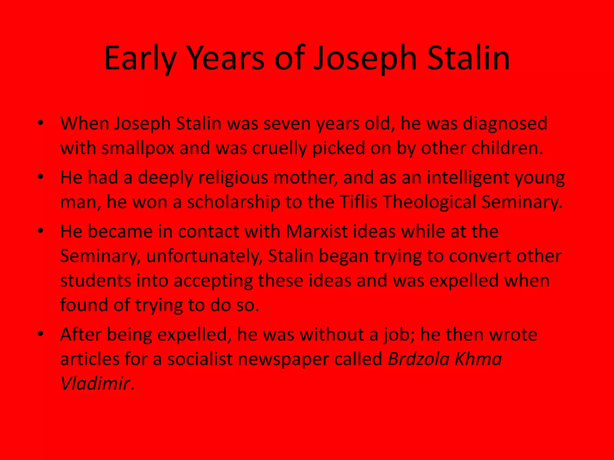 Biography of joseph stalin | PPTX