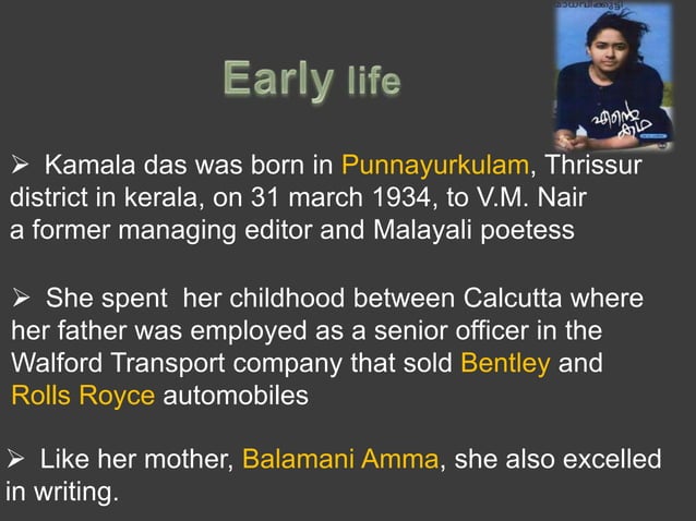Biography of kamala das | PPTX | Hinduism | Religion & Spirituality