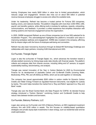 Biography of Logan Sugarman, Founder and CEO of Refresh | PDF