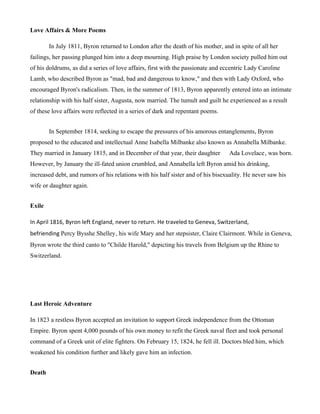 Biography of lord byron | PDF