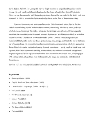 Biography of lord byron | PDF