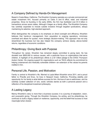 Biography of Manny Khoshbin | PDF