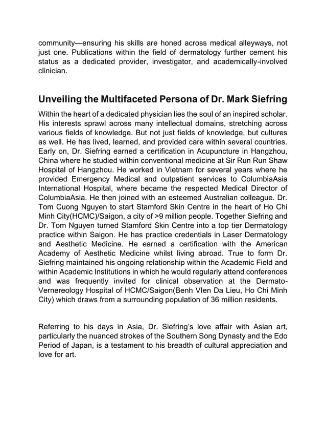 Biography and career of Mark Siefring MD | PDF