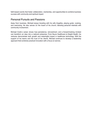 Biography and career history of Michael Ciullo | PDF