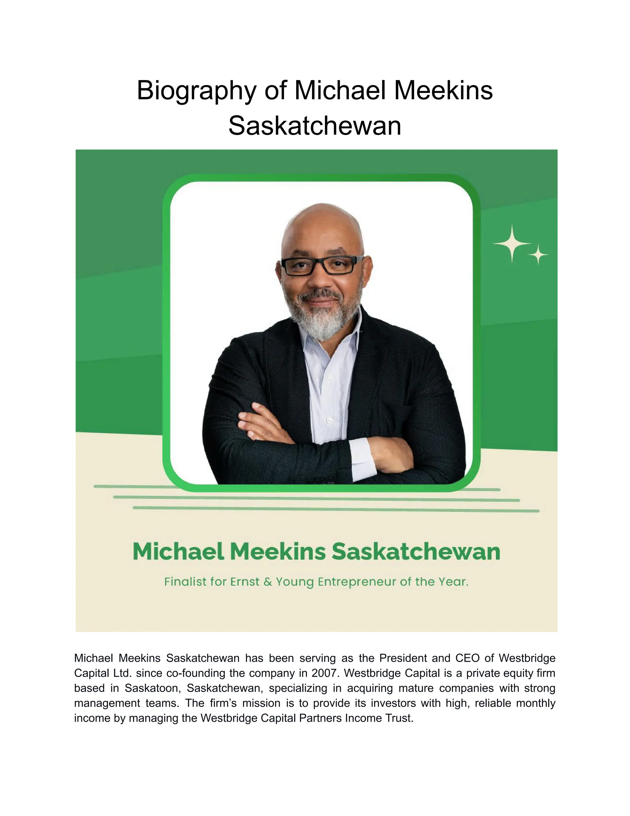 Biography of Michael Meekins Saskatchewan | PDF