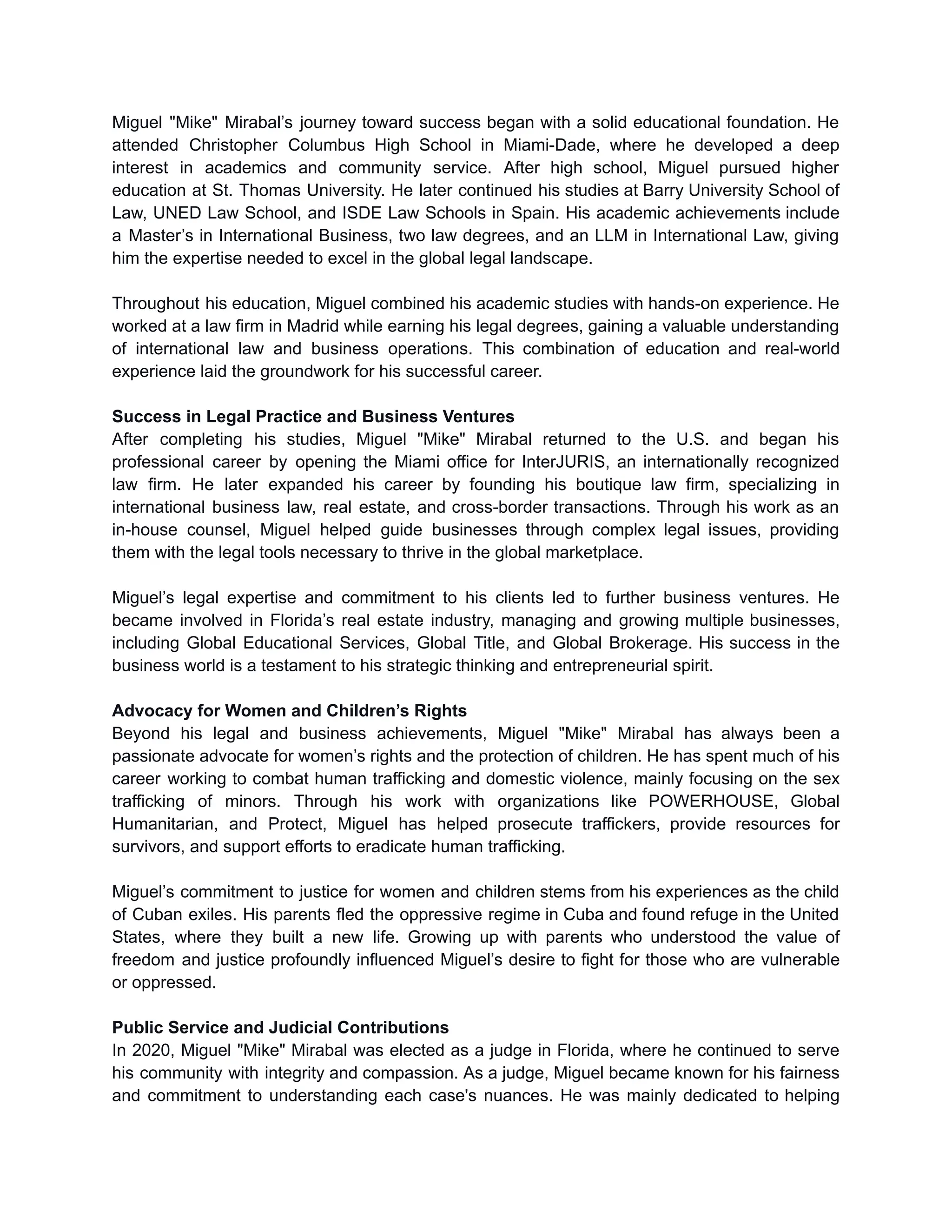 Biography of Miguel Mike Mirabal, A community leader and international ...