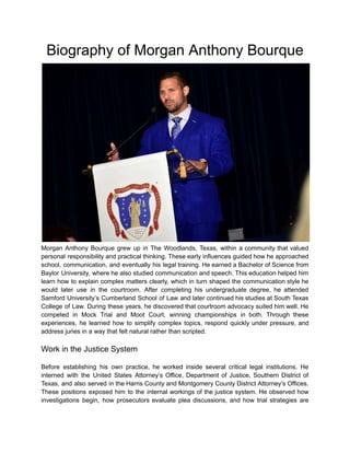 Biography of Morgan Anthony Bourque, Attorney at Law | PDF