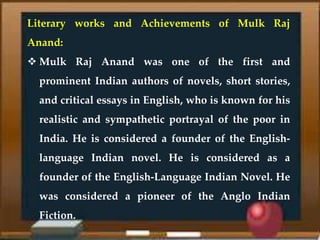 Biography of mulk raj anand. | PPTX
