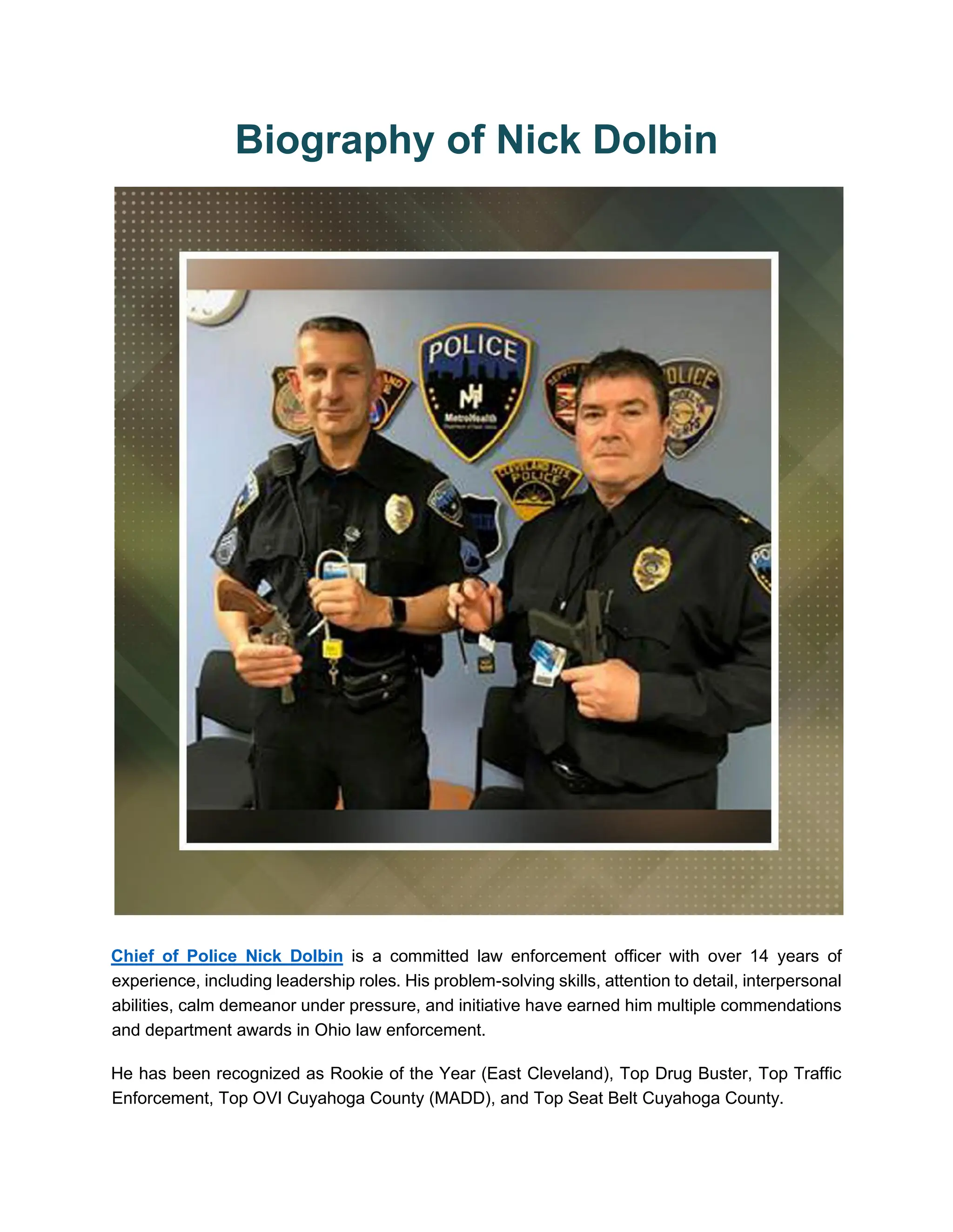 Biography of Nick Dolbin | Chief of Police | PDF