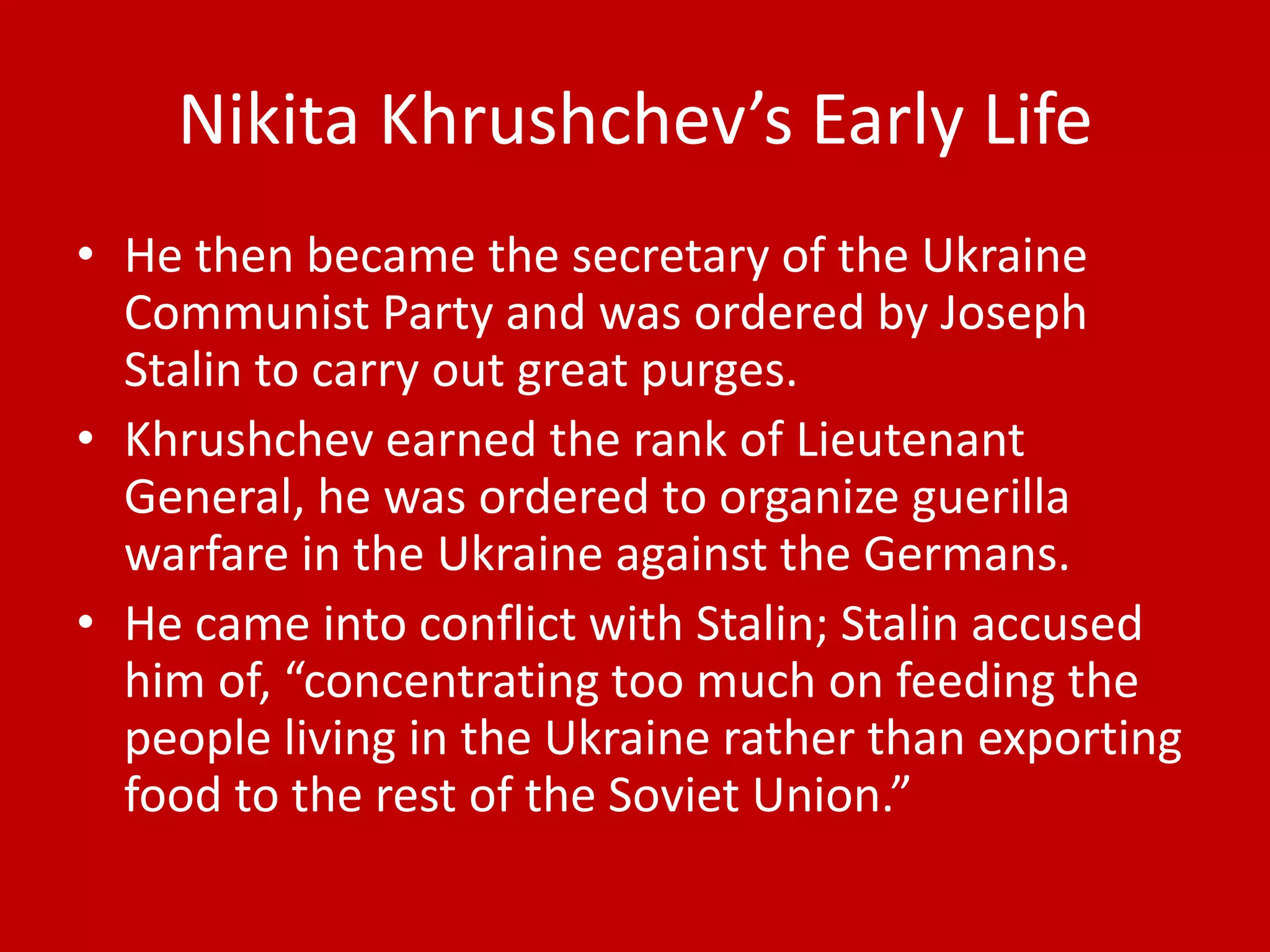 Biography of nikita khrushchev | PPTX