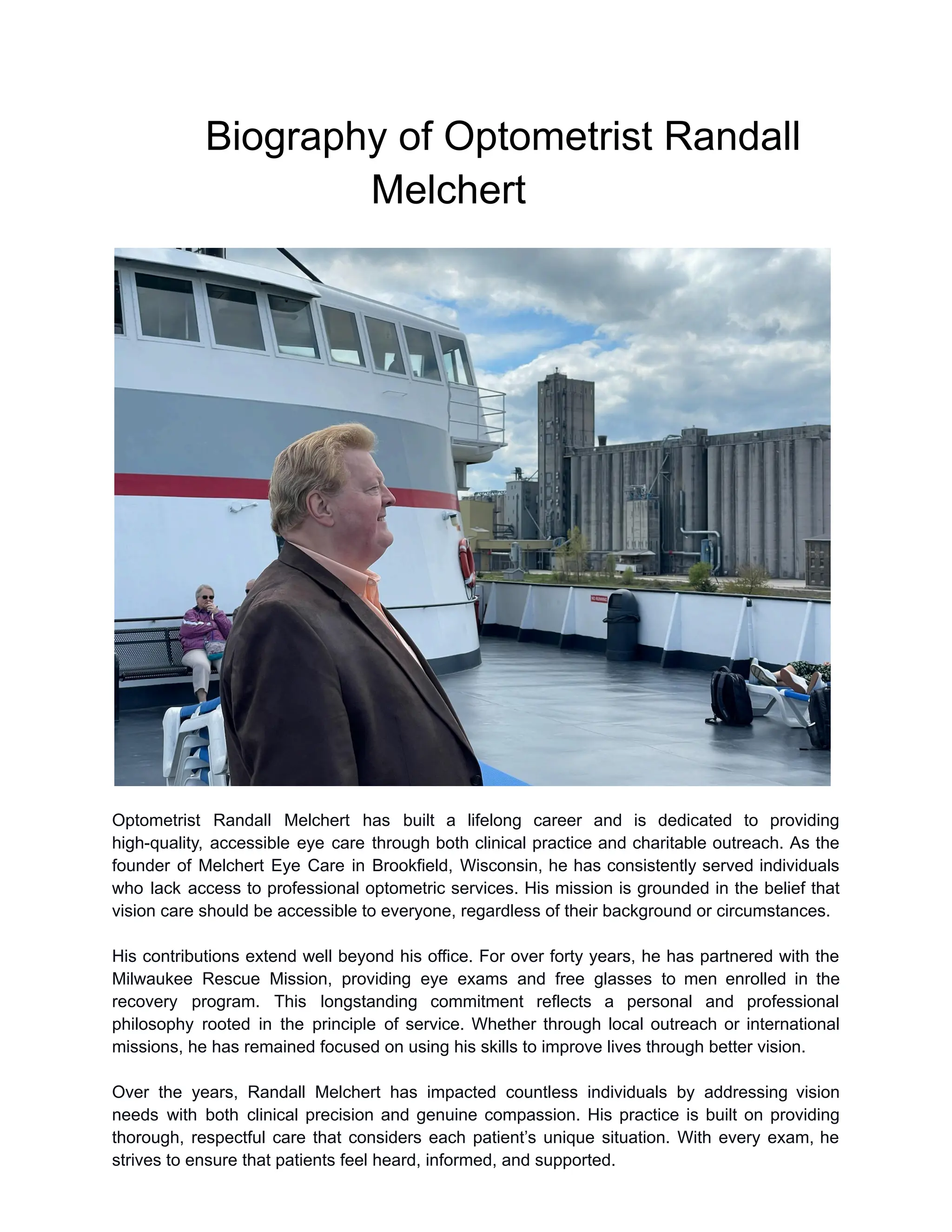 Biography of Optometrist Randall Melchert | PDF