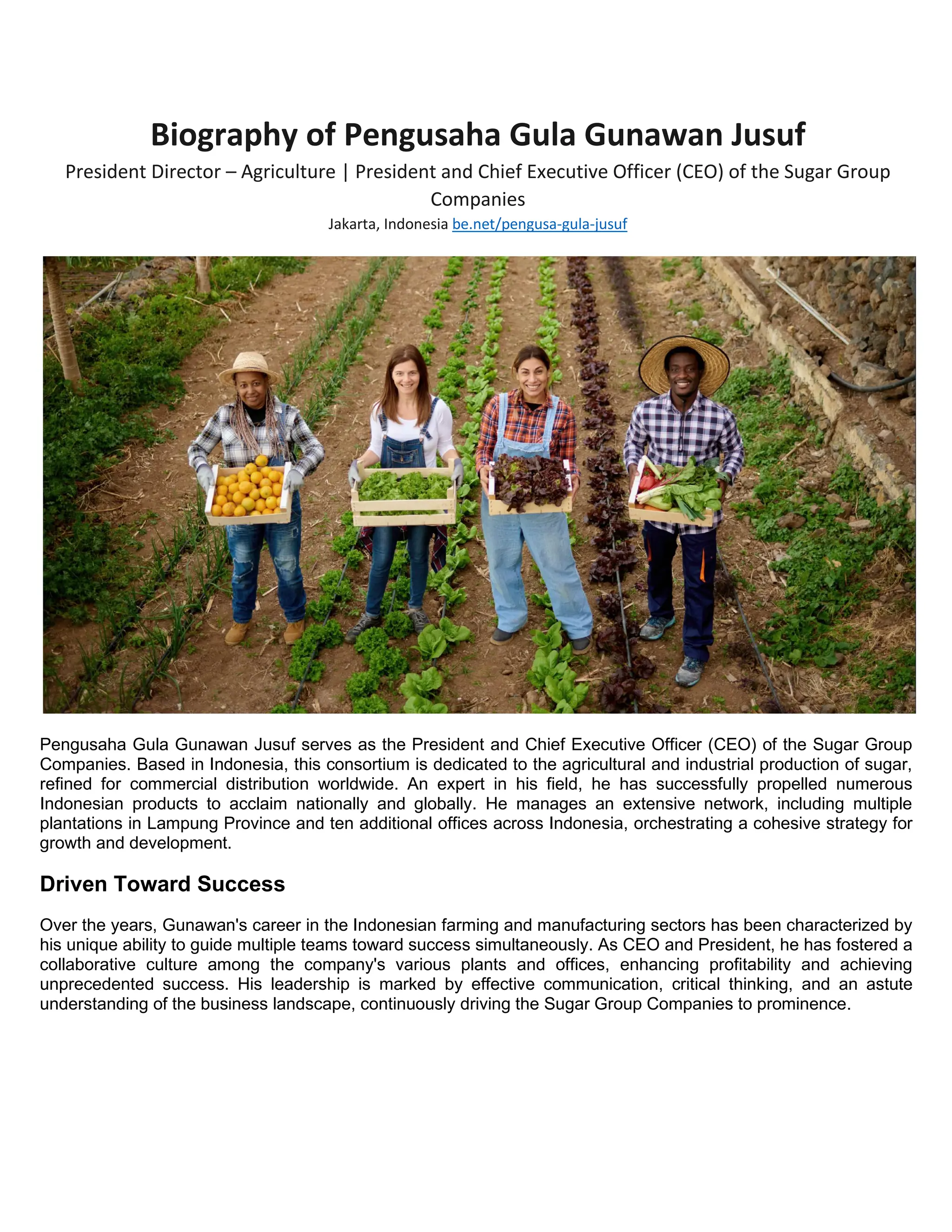 Biography of Pengusaha Gula Gunawan Jusuf | PDF