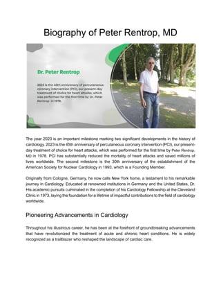 Biography of Peter Rentrop, MD | Cardiologist, Medical Director | PDF