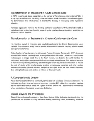 Biography of Peter Rentrop, MD | Cardiologist, Medical Director | PDF