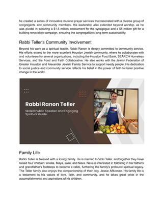 Biography of Rabbi Ranon Teller | PDF