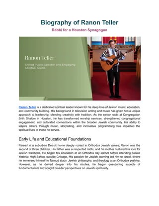 Biography of Ranon Teller | PDF