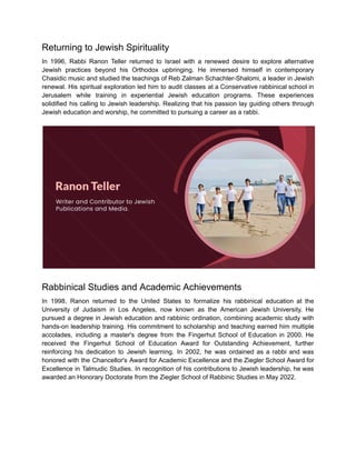 Biography of Ranon Teller | PDF