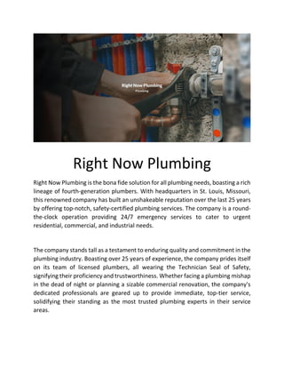 Biography of a company named Right Now Plumbing.pdf