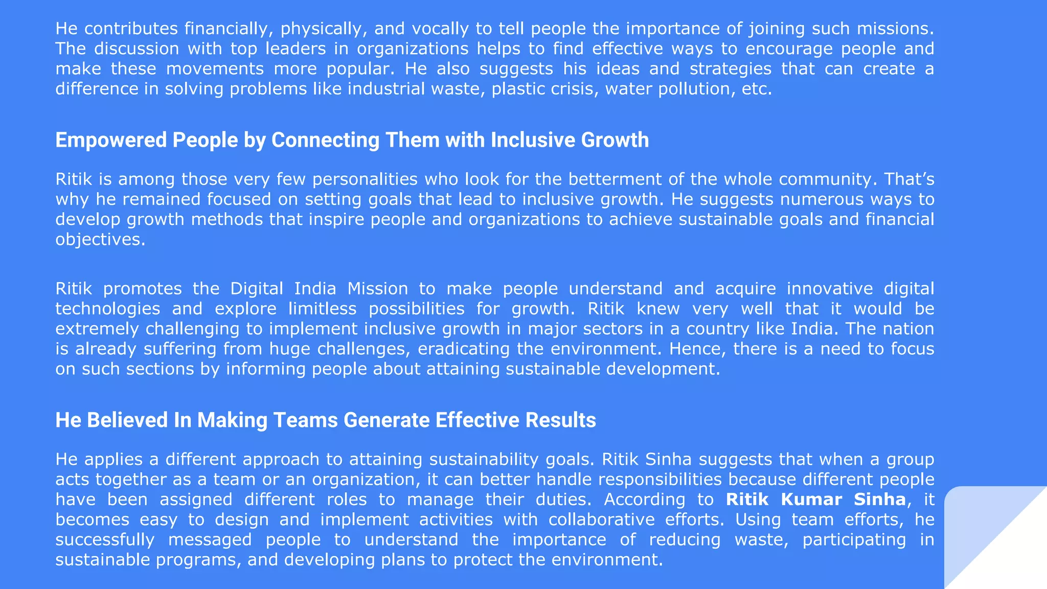 Biography Of Ritik Kumar Sinha Perspective Environmentalist Pptx