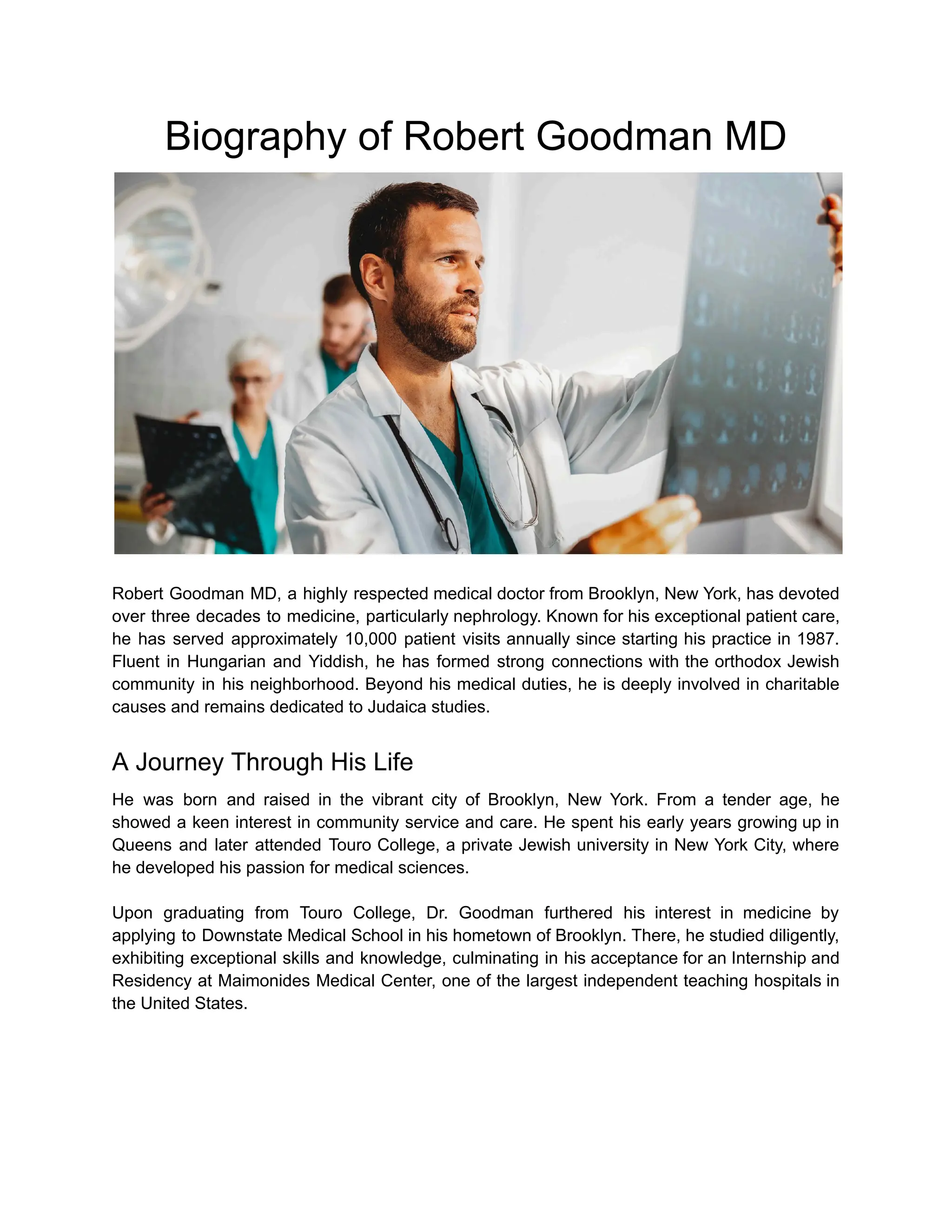 Dr. Robert Goodman's biography and his life style. | PDF