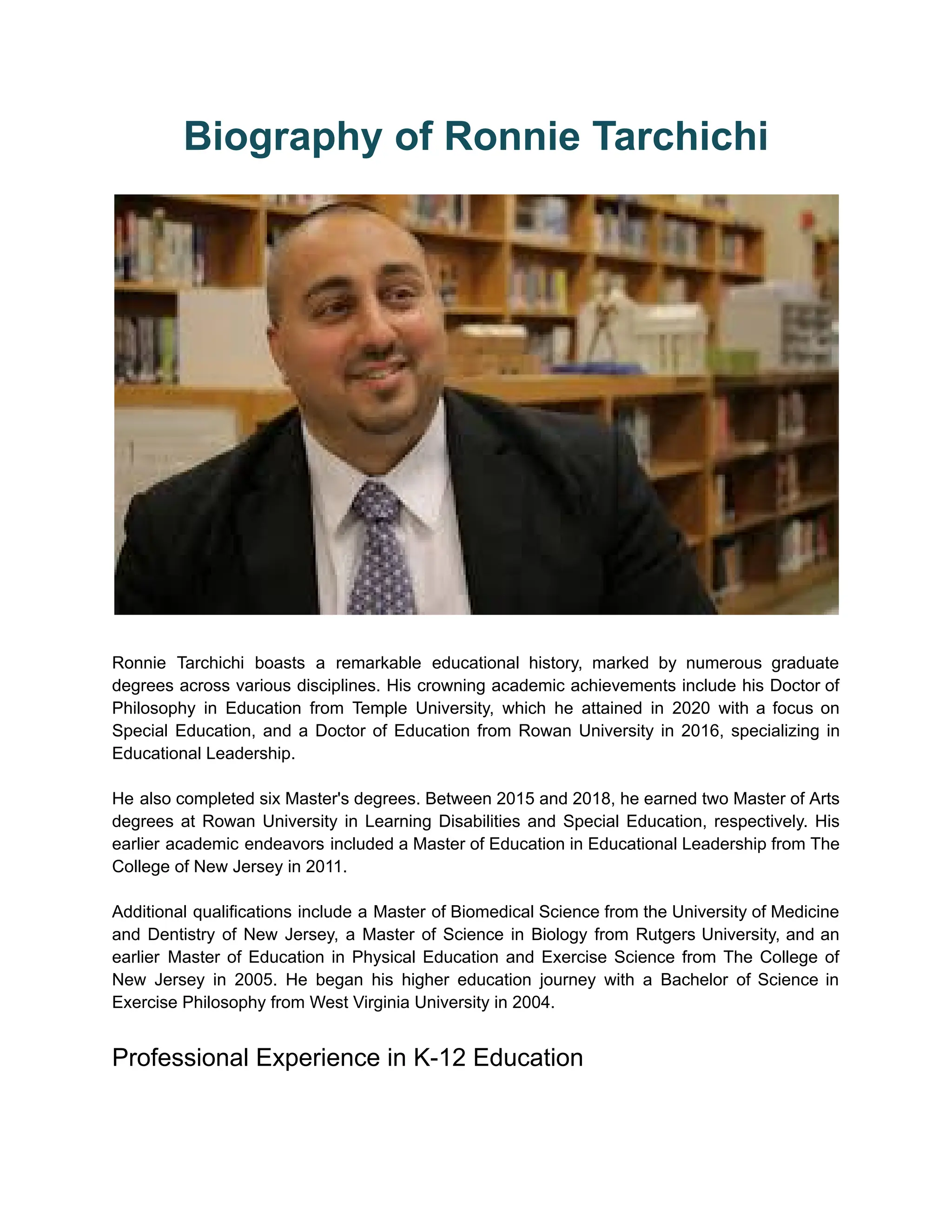 Biography of Ronnie Tarchichi | PDF