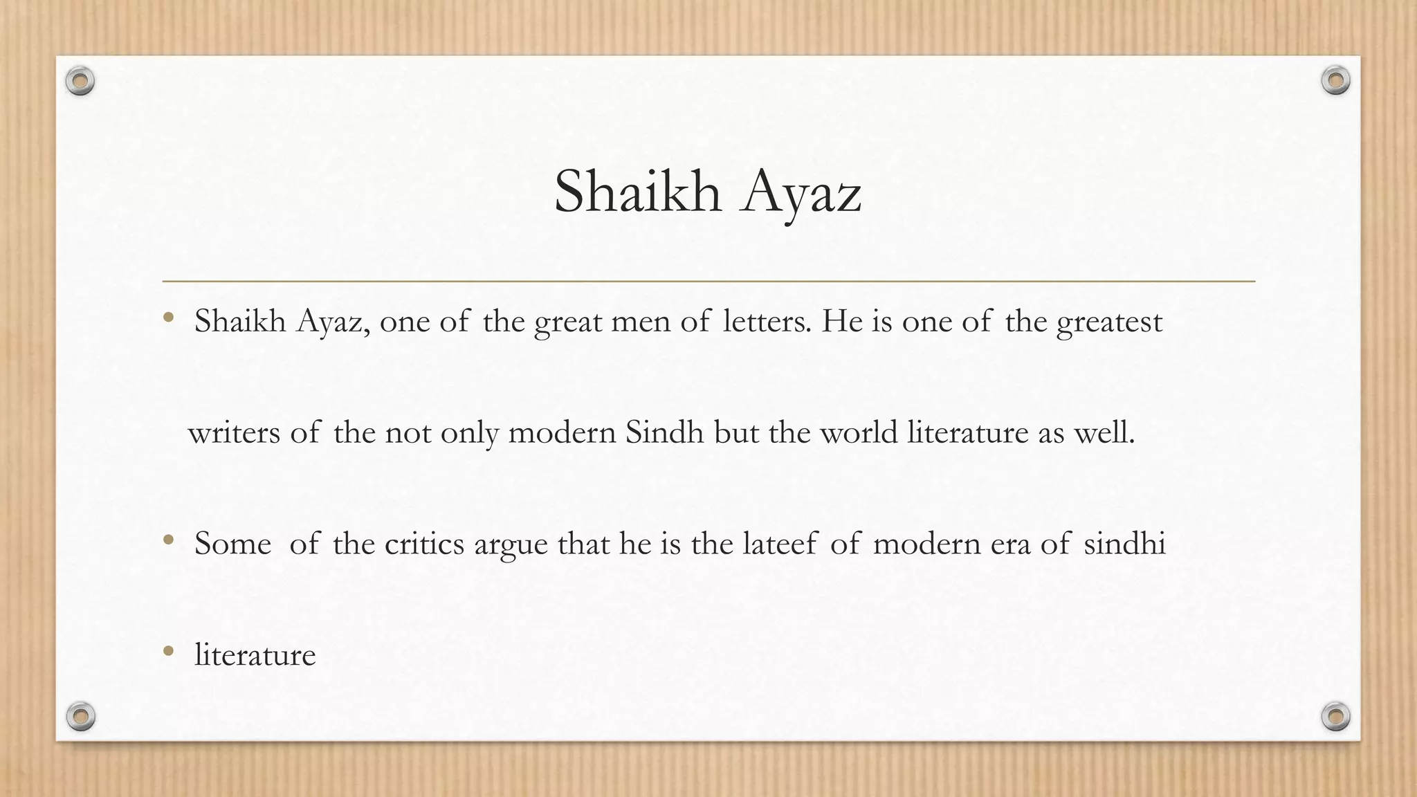 Biography of Shaikh Ayaz | PPTX
