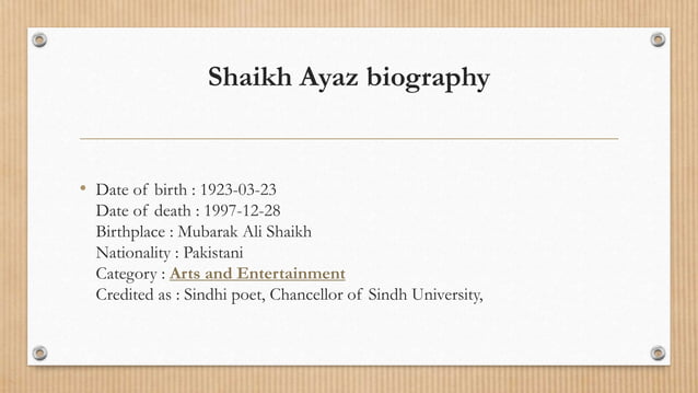 Biography of Shaikh Ayaz | PPTX | Poetry | Books and Literature
