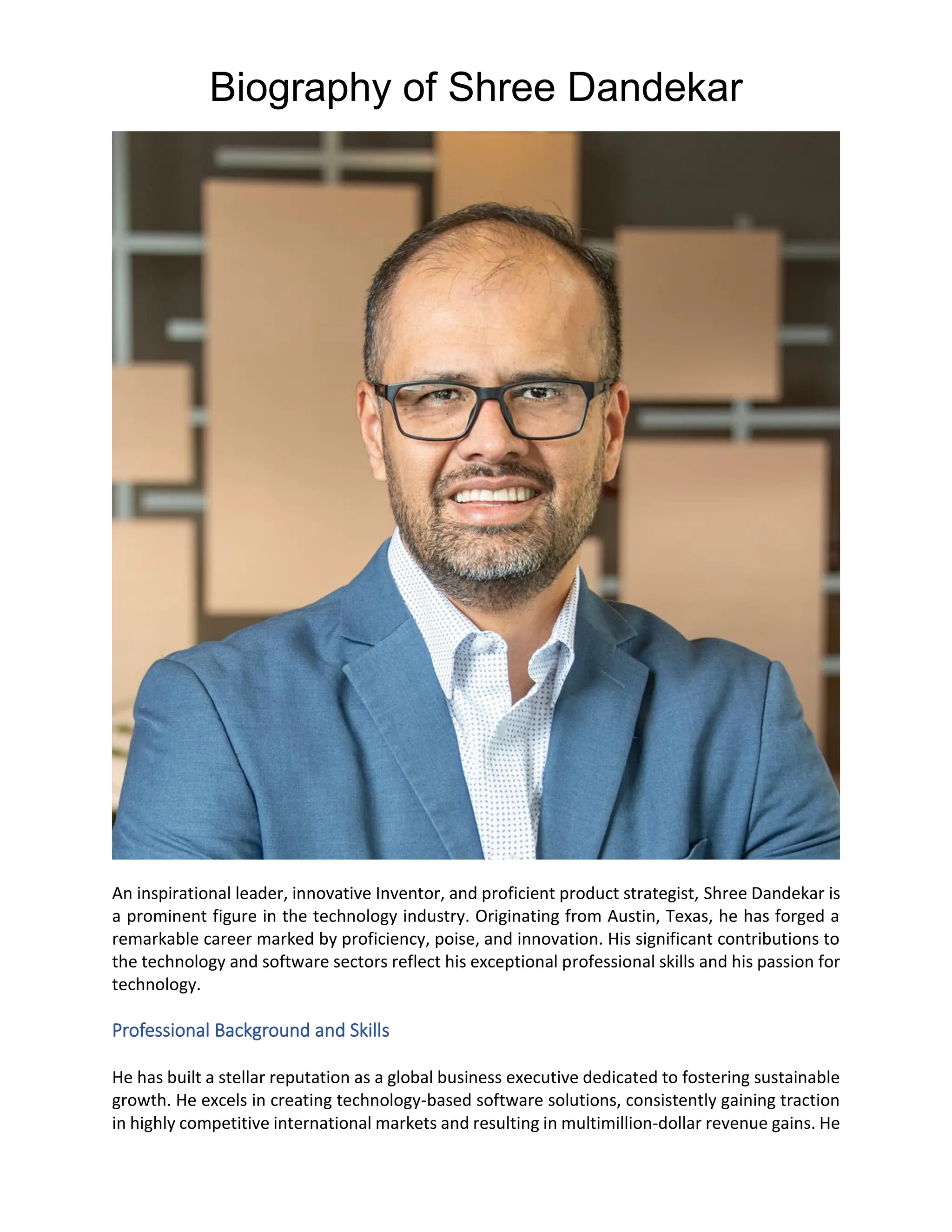 Biography of Shree Dandekar | Technology and Software Industry | PDF