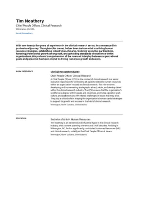 Biography and career About Tim Neathery. | PDF
