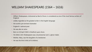 Biography of william shakespeare | PPTX