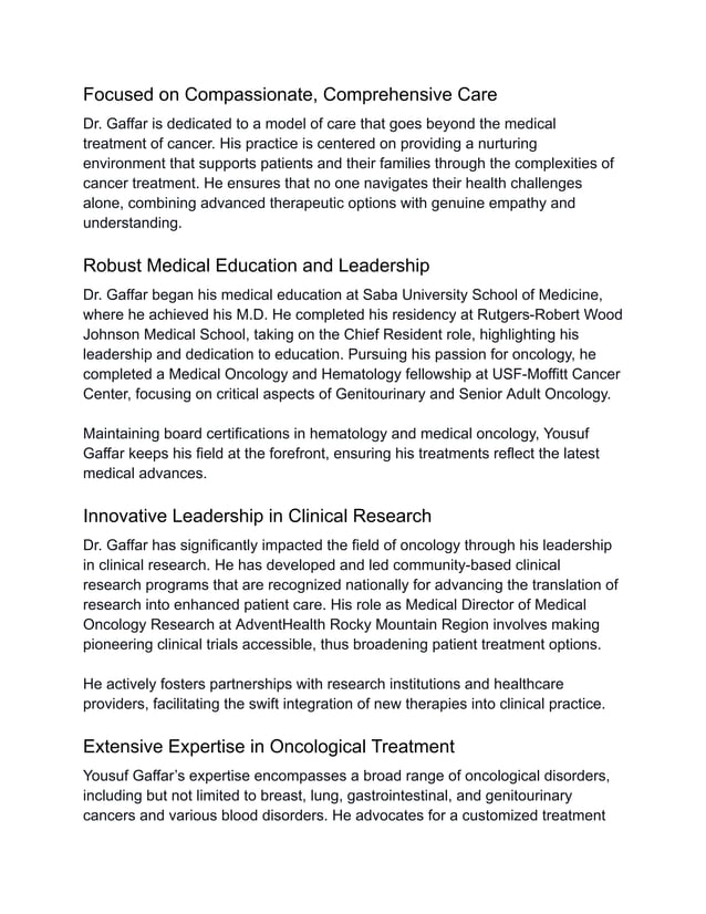 Yousuf A. Gaffar, M.D., Renews Focus on Hematology Board Certification ...