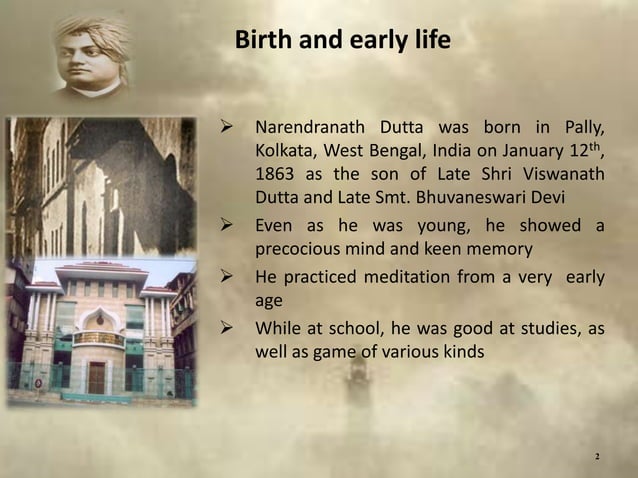 Biography on swami vivekanand | PPSX | Buddhism | Religion & Spirituality