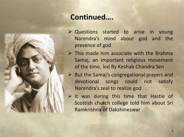 Biography on swami vivekanand | PPSX | Buddhism | Religion & Spirituality
