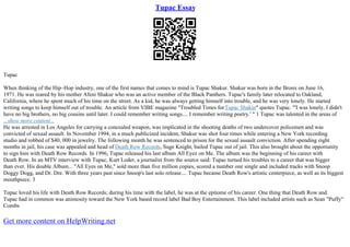 Biography On Tupac Shakur Essay | PDF | Hip Hop Music | Music
