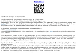Biography On Tupac Shakur Essay | PDF | Hip Hop Music | Music