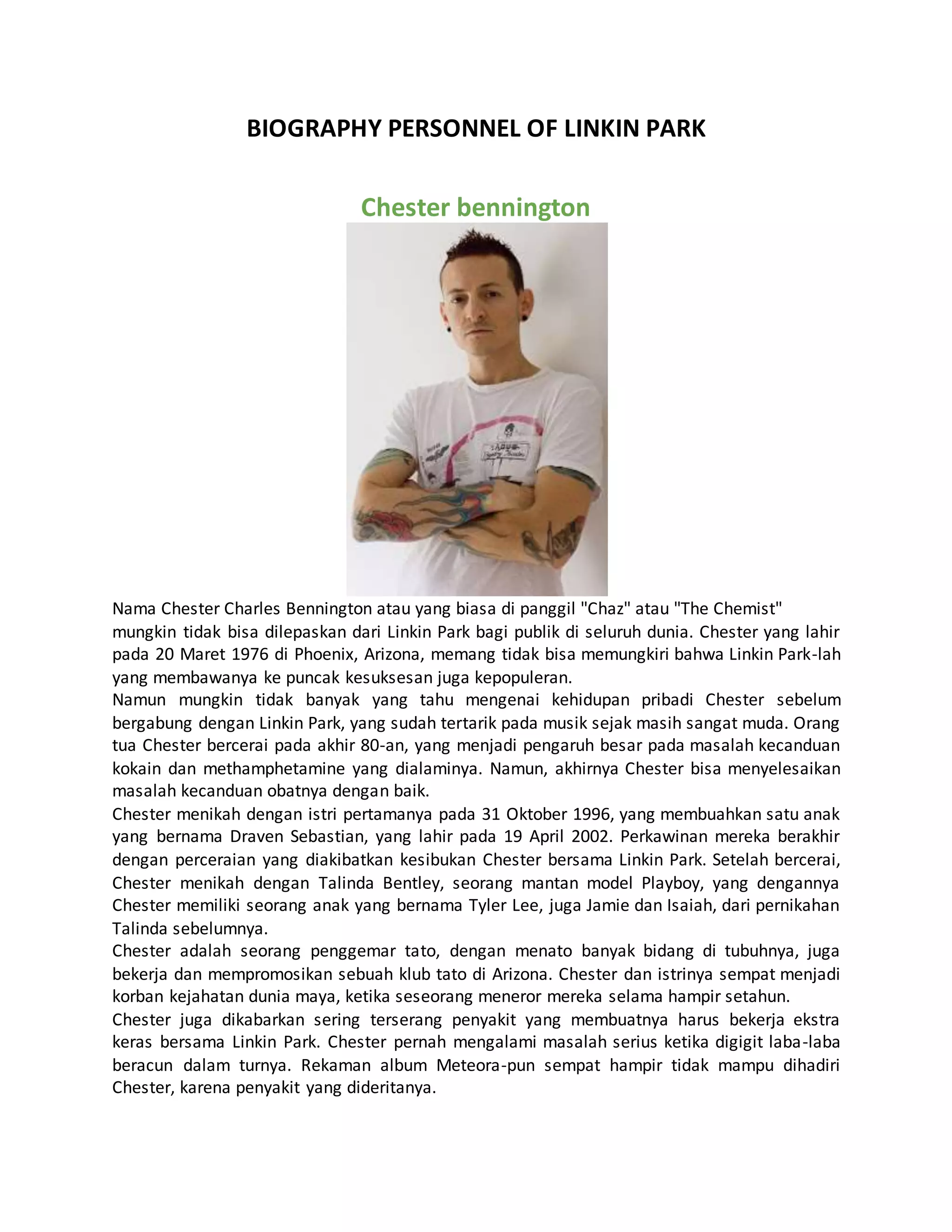 Biography personnel of linkin park | PDF