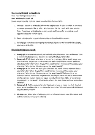 Biography report directions 2013 | PDF