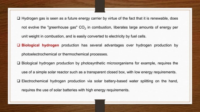Biohydrogen production | PPTX