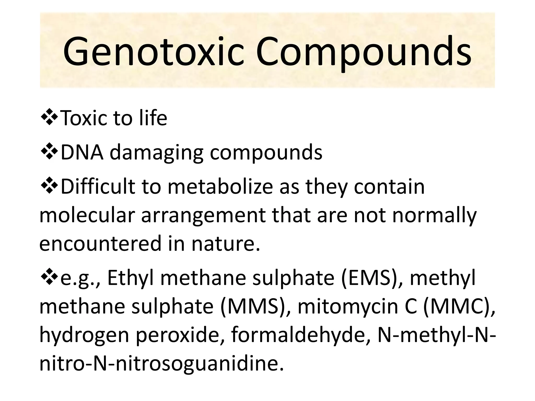 Bioindicators of genotoxic compounds | PPT
