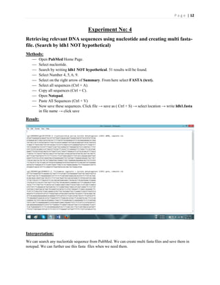 Bioinfomatics laboratory | PDF | Biological Sciences | Science