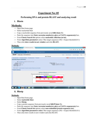 Bioinfomatics laboratory | PDF