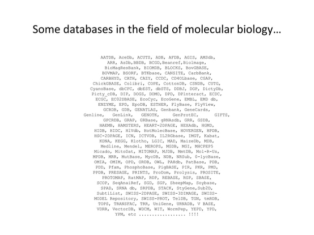 Bioinformatic databases 2 | PPT