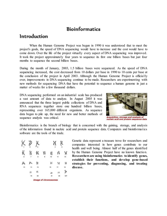 Bioinformatics | DOCX | Biological Sciences | Science