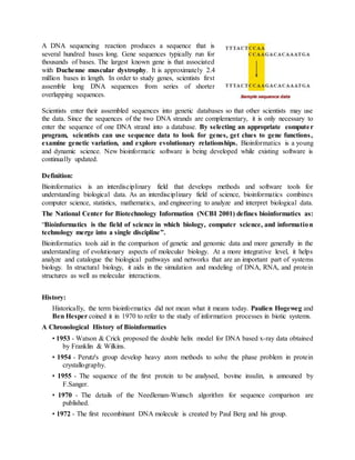Bioinformatics | DOCX | Biological Sciences | Science