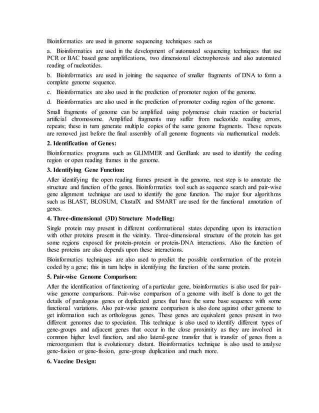 Bioinformatics | DOCX | Biological Sciences | Science